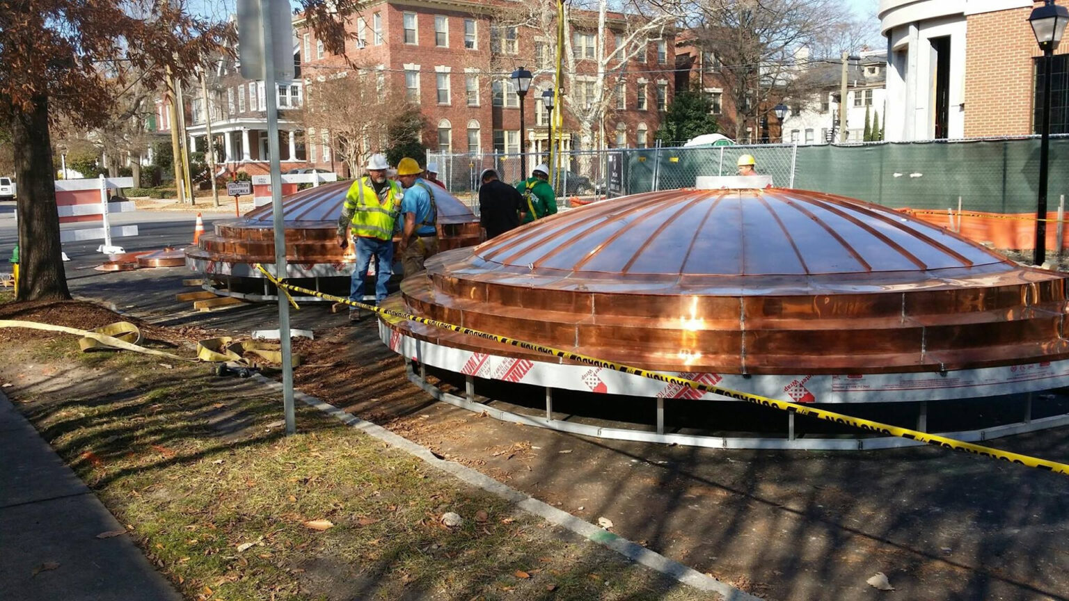 Commercial Towne Bank Norfolk VA 2 Copper Domes – Andrews Roofing